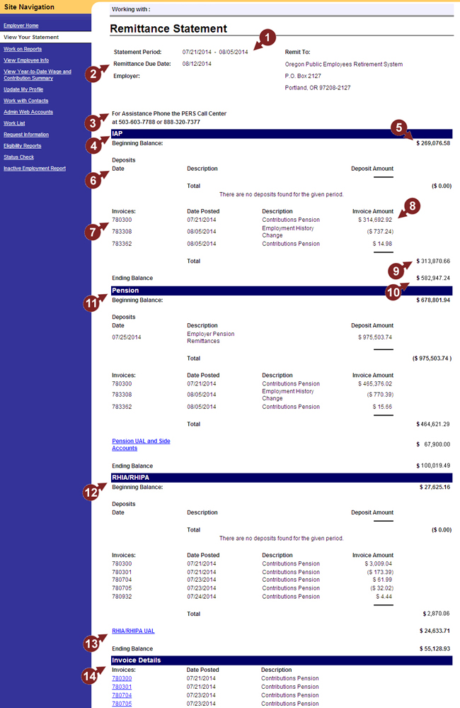 Details of the Remittance Statement