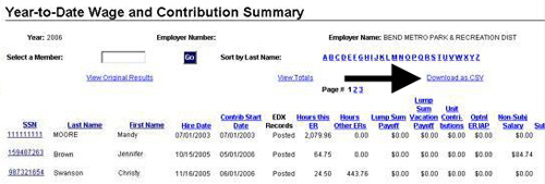 Downloading the Wage and Contribution Summary to Excel